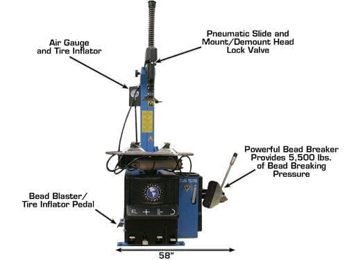Atlas® TC755 Tilt-Back Electric/Pneumatic Tire Changer w/Bead Blaster ...