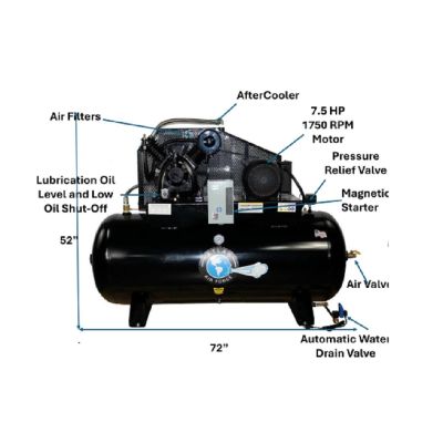Atlas® Air Force AF10 Plus, 2-Stage 10 HP, 120 Gallon 3-Phase - All ...