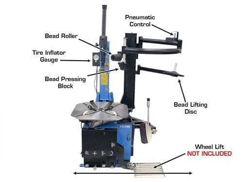 Atlas® TC755EZ Tilt-Back Electric/Pneumatic Tire Changer w/EZ Arm - All ...