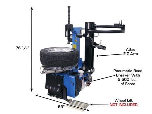Atlas® TC755EZ Tilt-Back Electric/Pneumatic Tire Changer w/EZ Arm - All ...